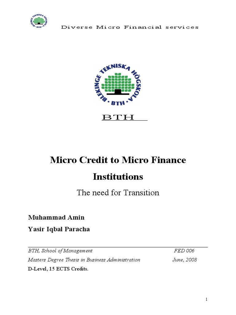 Micro Credit To Micro Finance Institution | PDF | Microfinance ...