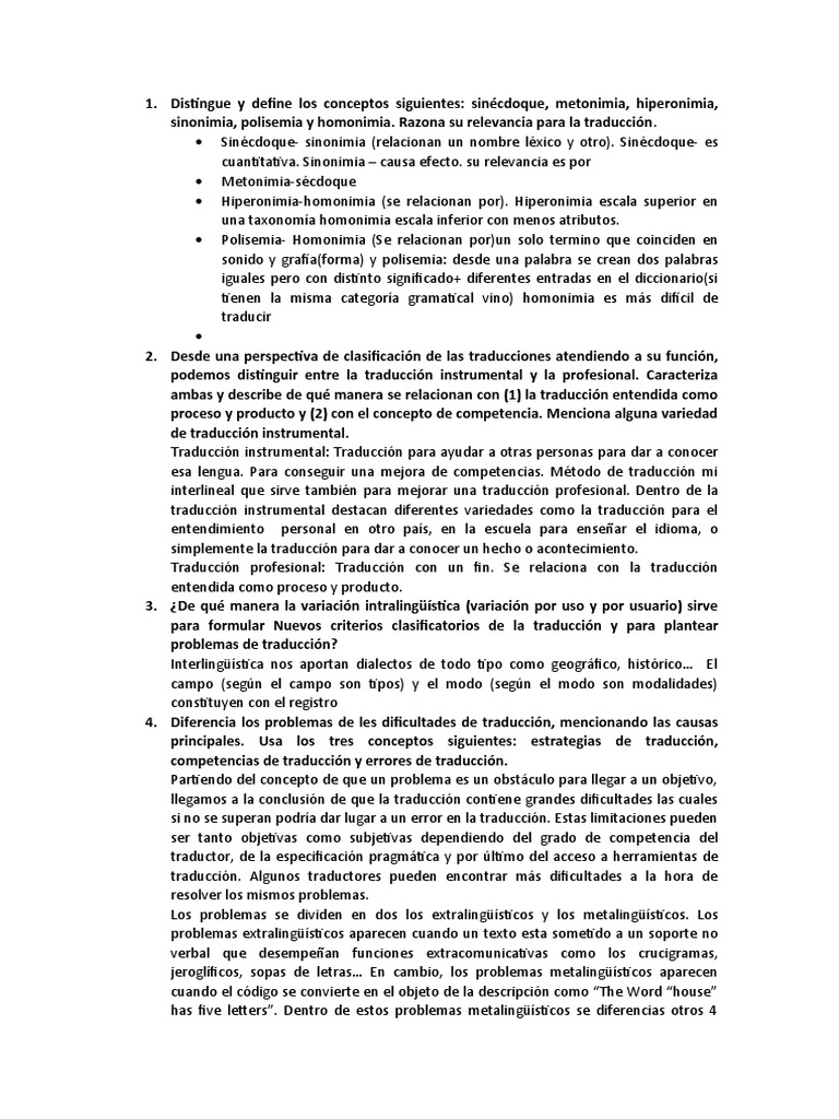 Distingue y Define Los Conceptos Siguientes | PDF | Traducciones | Palabra