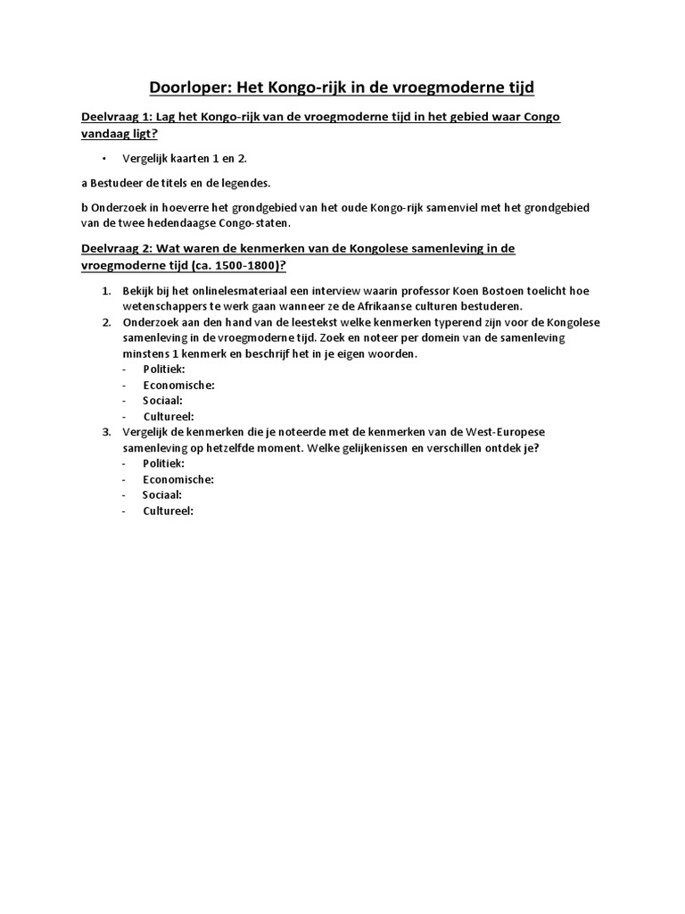 Doorloper Kongo Blanco Werkblad | PDF