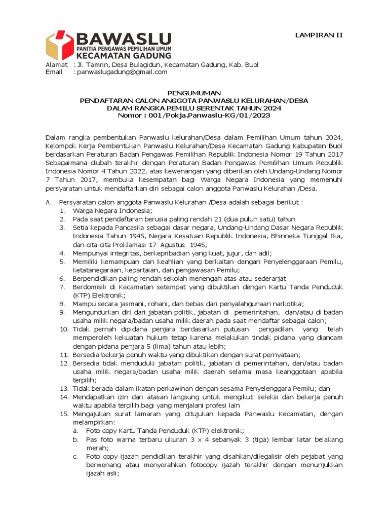 Pengumuman Pendaftaran PKD | PDF | Hukum