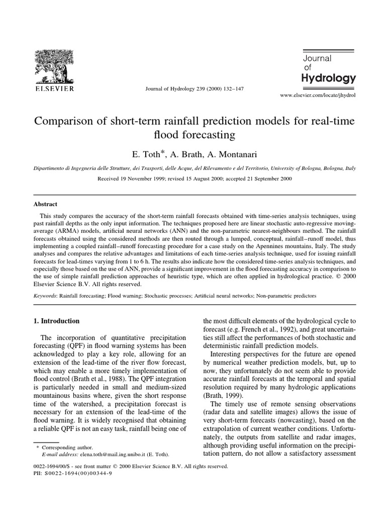 Comparison of Short-Term Rainfall Prediction Models For Real-Time Flood Forecasting | PDF | Time ...