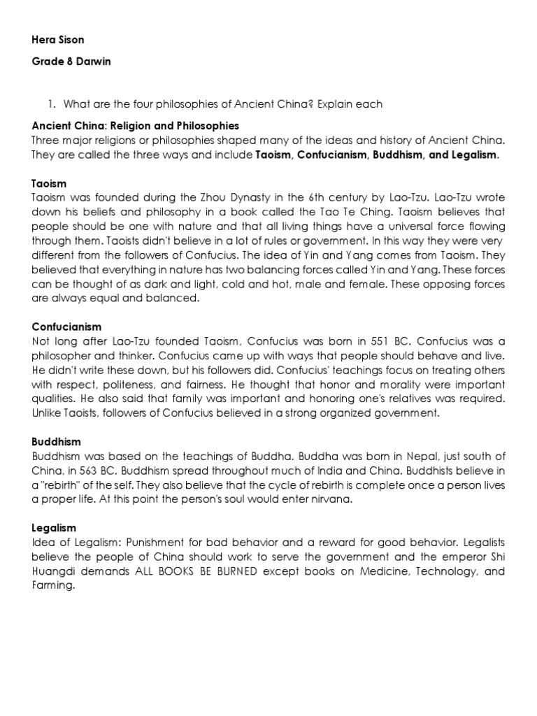 Ancient China Religion and Philosophies | PDF | Confucianism | Laozi