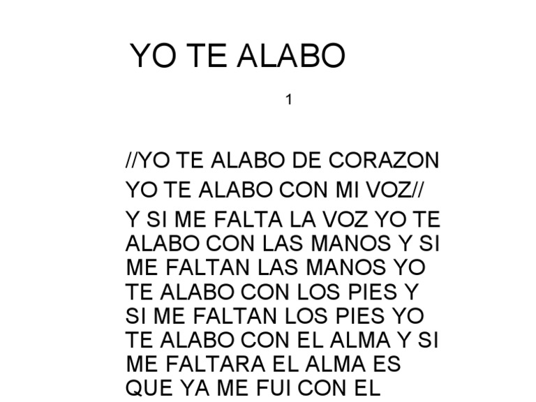 Yo Te Alabo | PDF