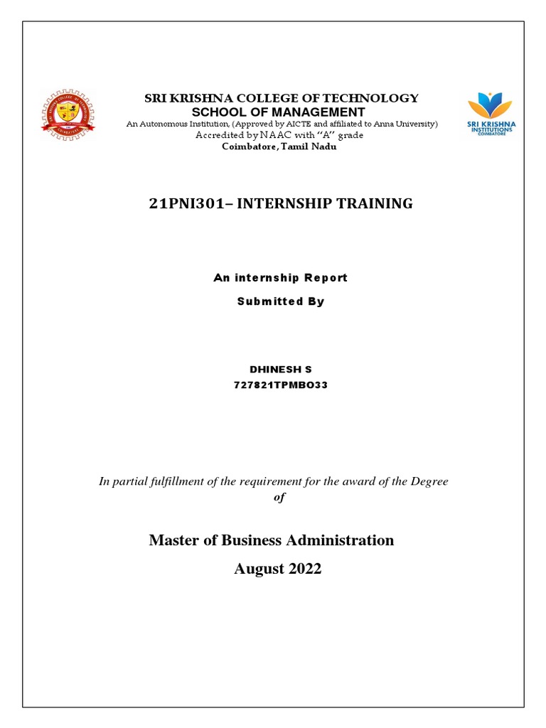 MBA Internship Report | PDF | Human Resource Management | Business
