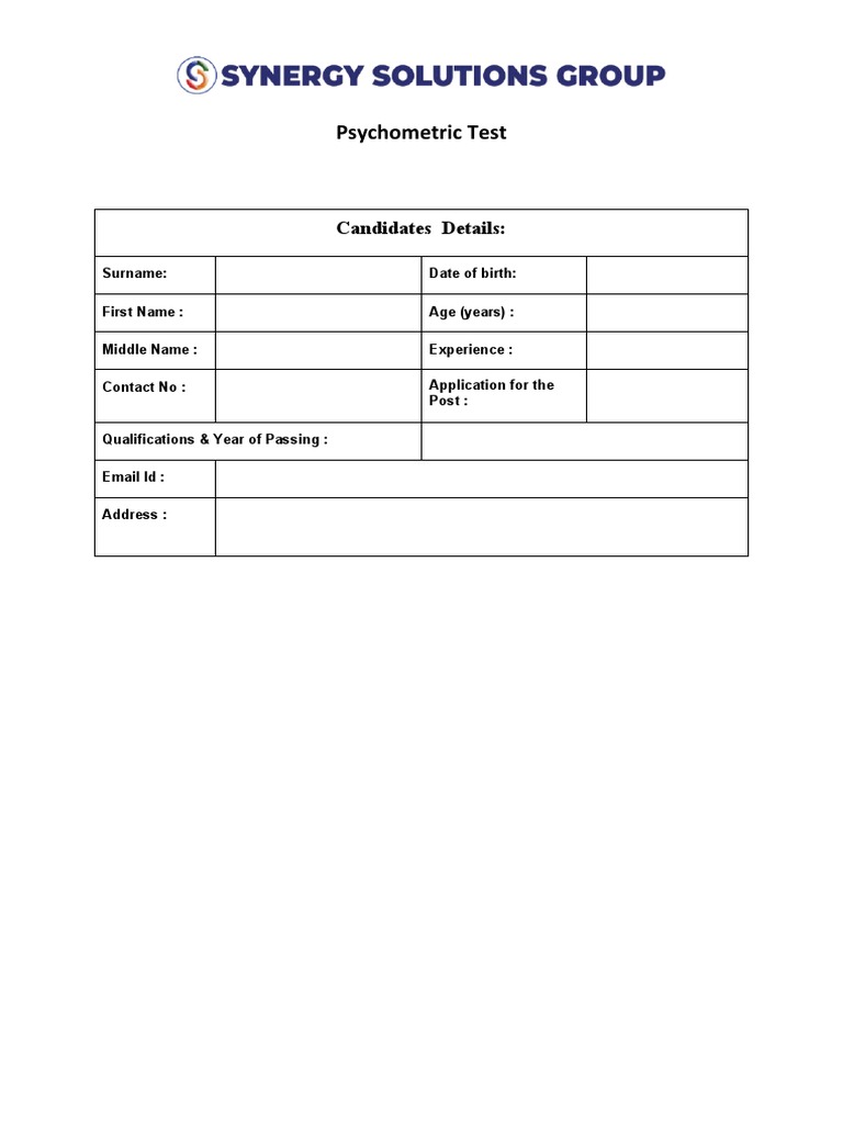 Psychometric Test Sample Questions | PDF | Psychometrics
