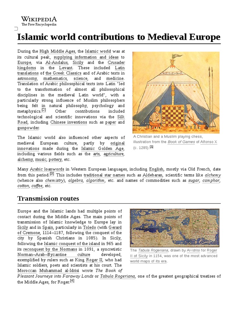 Islamic Contributions to Medieval Europe | PDF
