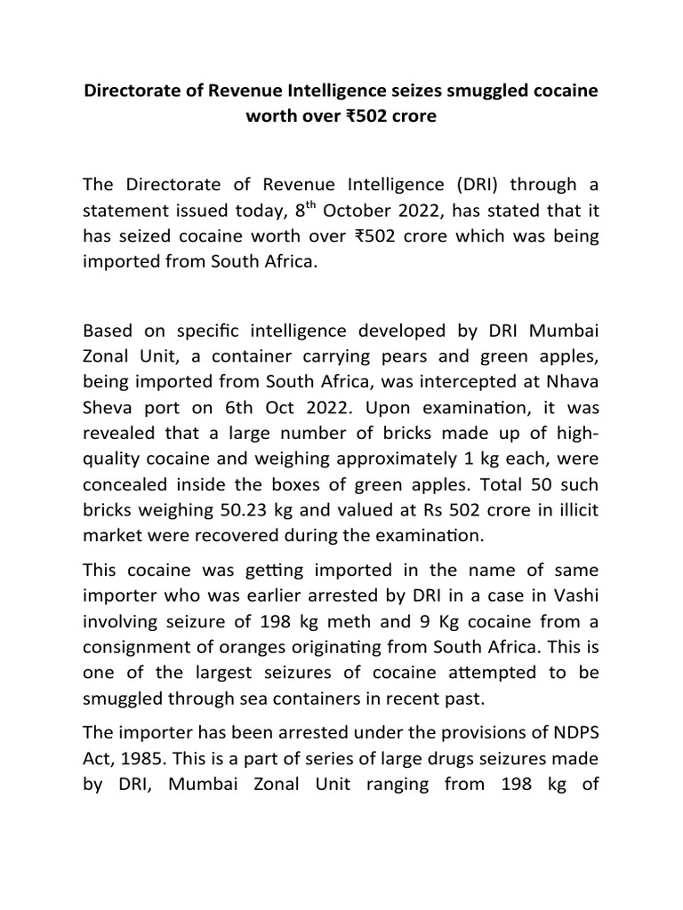 DRI Seize Operation | PDF