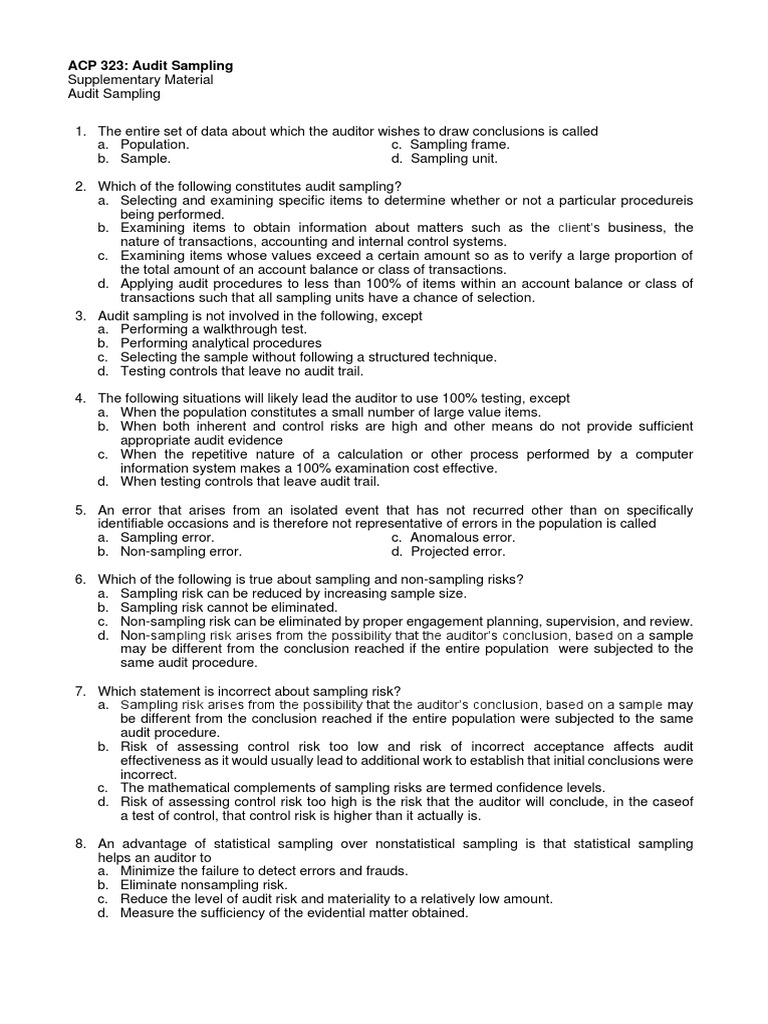 SM AuditSampling | PDF | Audit | Sampling (Statistics)