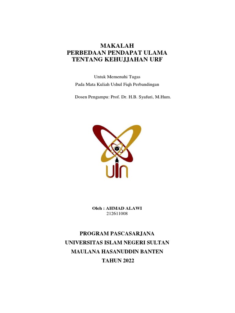 Makalah Perbedaan Pendapat para Ulama Tentang Kehujahan Urf | PDF Makalah Perbedaan Pendapat para Ulama Tentang Kehujahan Urf | PDF