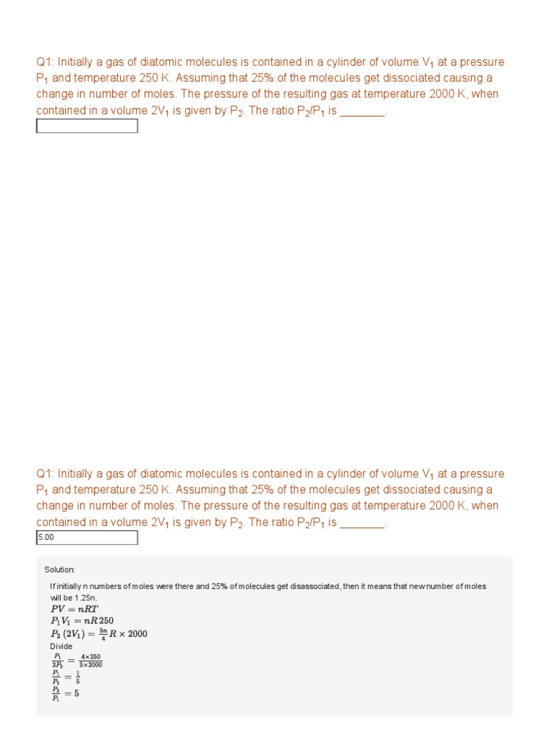 JEE Main 2020-22 PYQ Kinetic Theory of Gases | PDF | Gases | Temperature