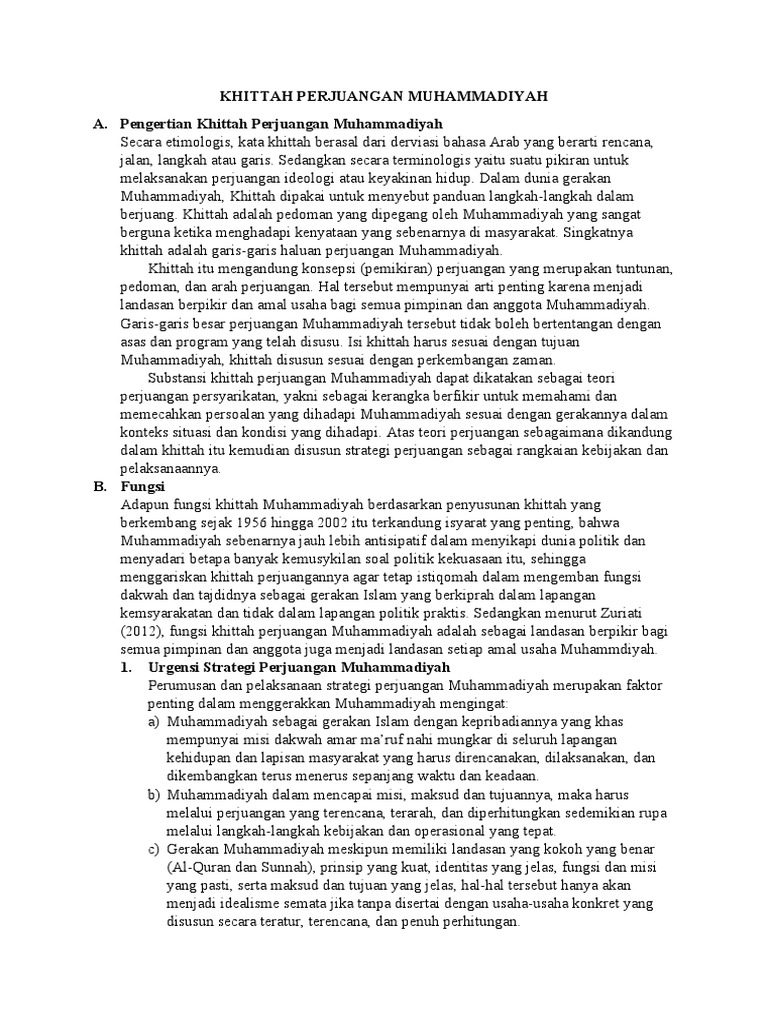 Khittah Perjuangan Muhammadiyah | PDF | Karier & Perkembangan | Politik