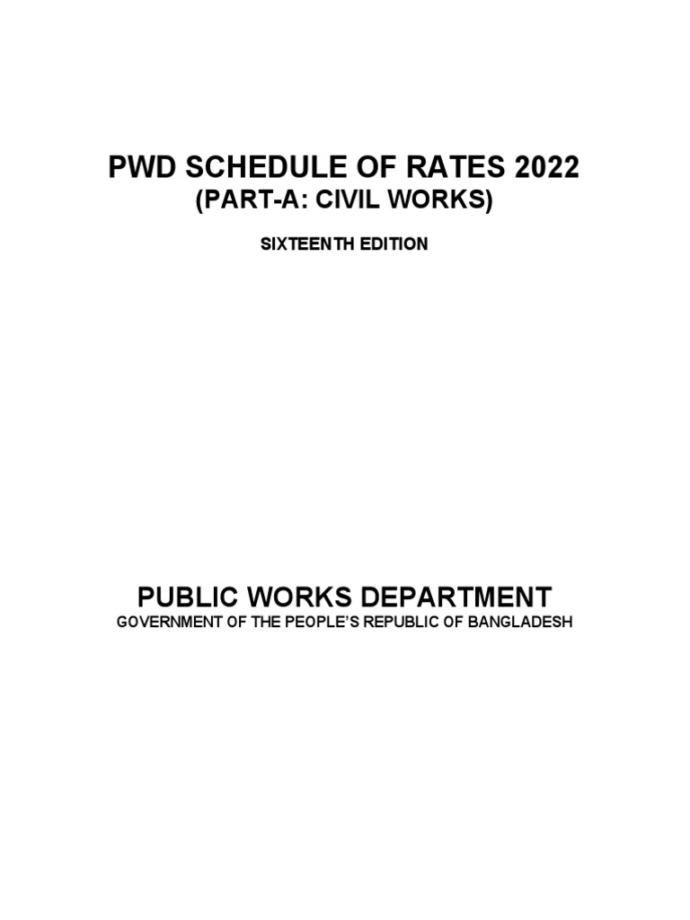 PWD - Rate - Schedule - 2022 - Civil Works | PDF | Concrete | Road Surface