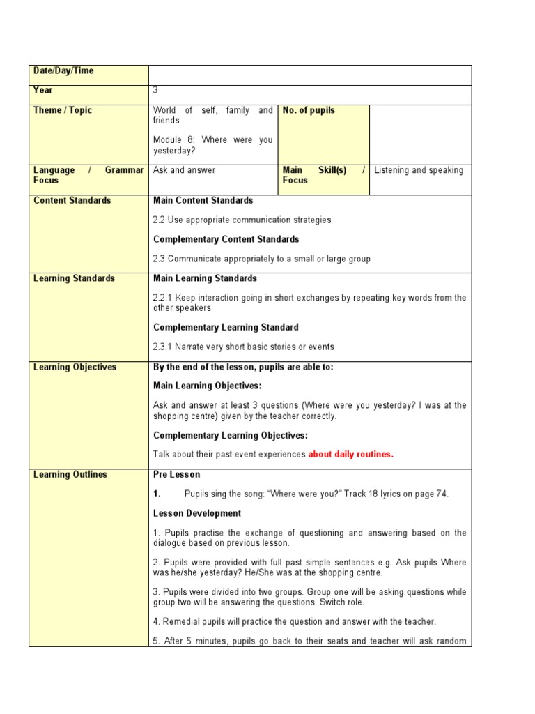 LessonPlan PLC | PDF | Learning | Question