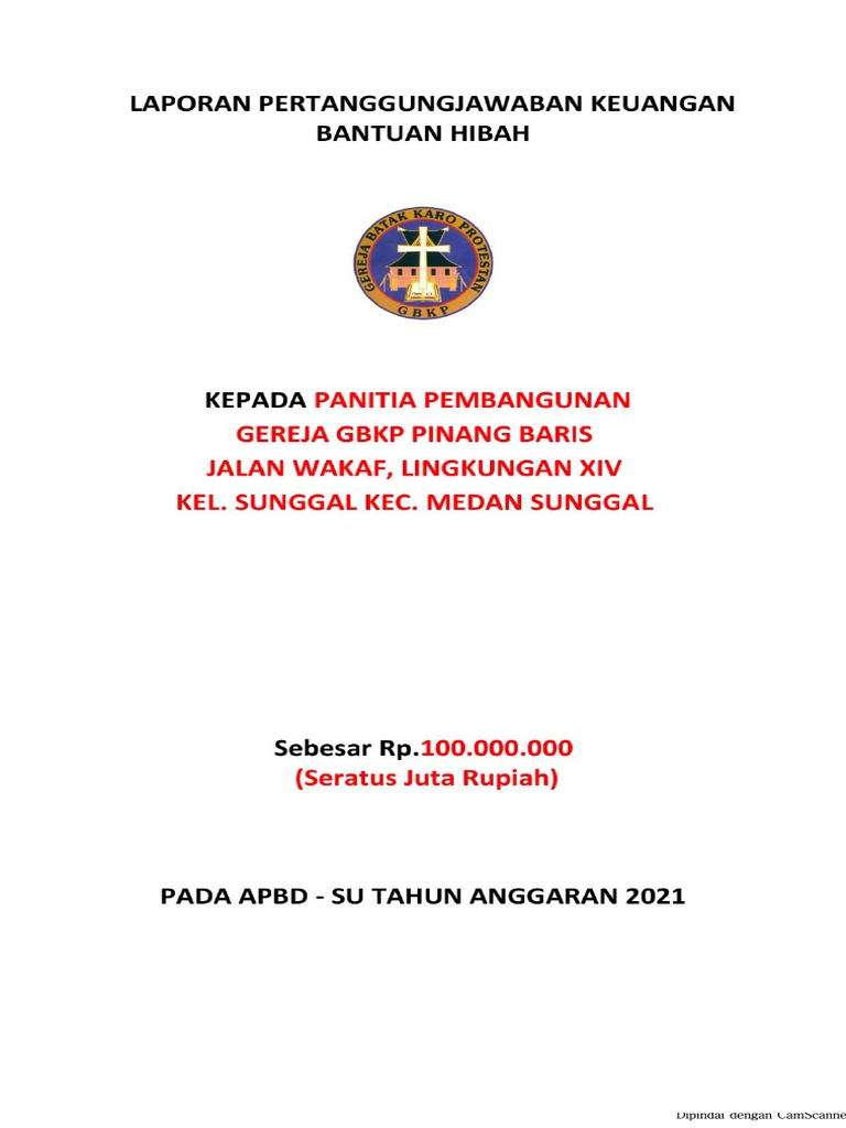 Contoh LPJ Gereja 2021 | PDF
