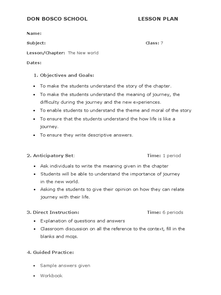 LESSON PLAN - The New World | PDF