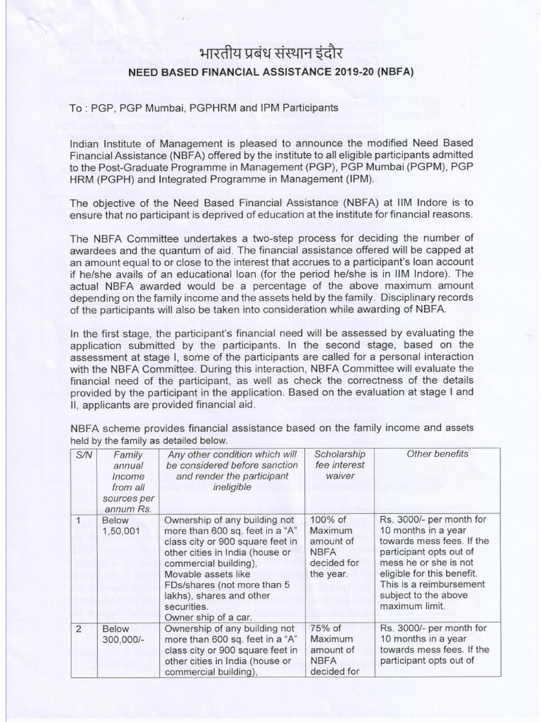 NBFA Scheme | PDF