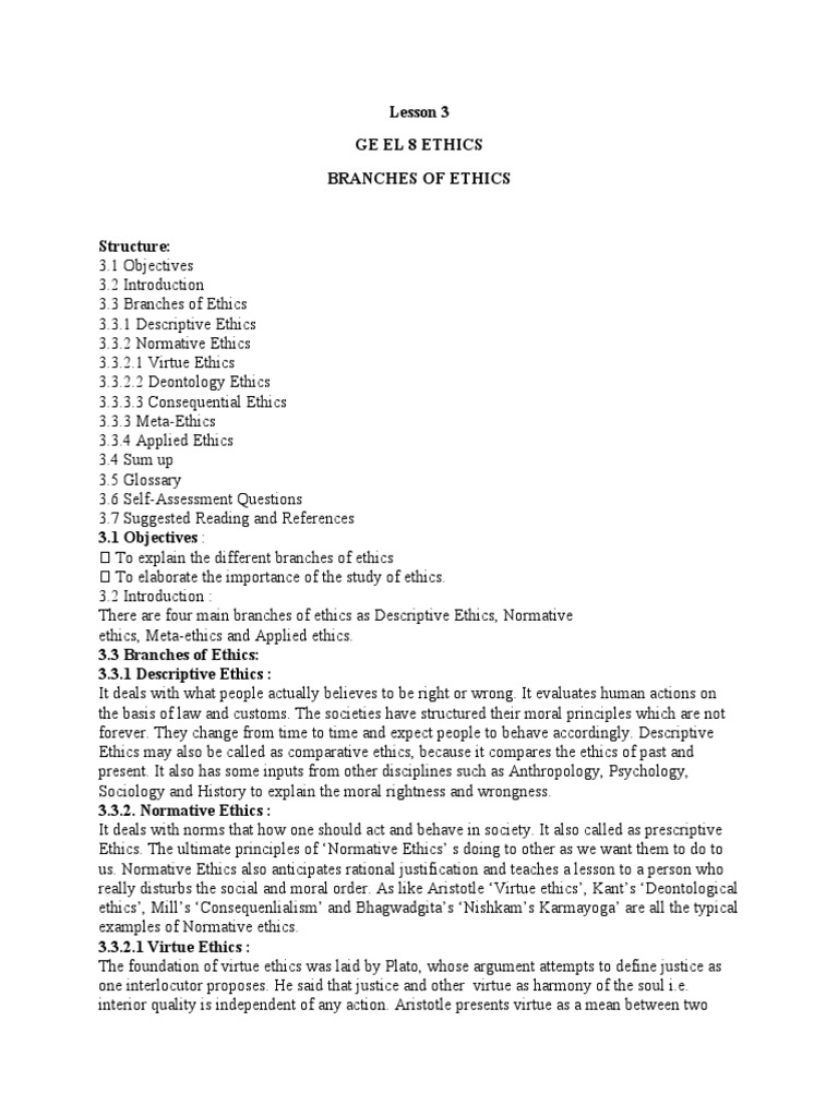 Lesson3 4 Ethics Pdf Virtue Ethics Virtue