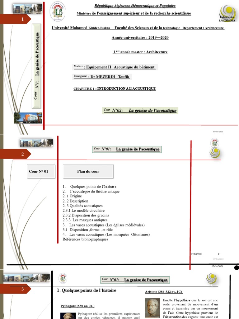 Genèse de l'Acoustique Architecturale | PDF | Acoustique | Mécanique newtonienne