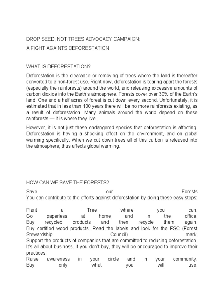 Script Advocacy | PDF | Deforestation | Forestry