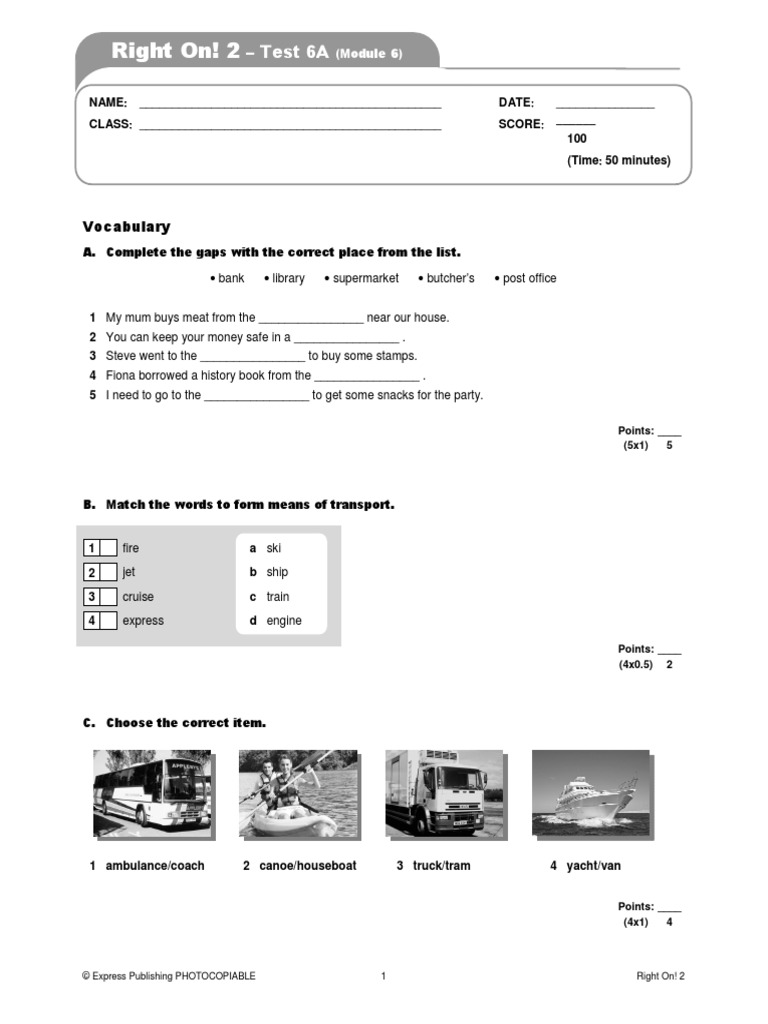 2 Right On 2 Test 6a Mod 6 | PDF | Tsunami