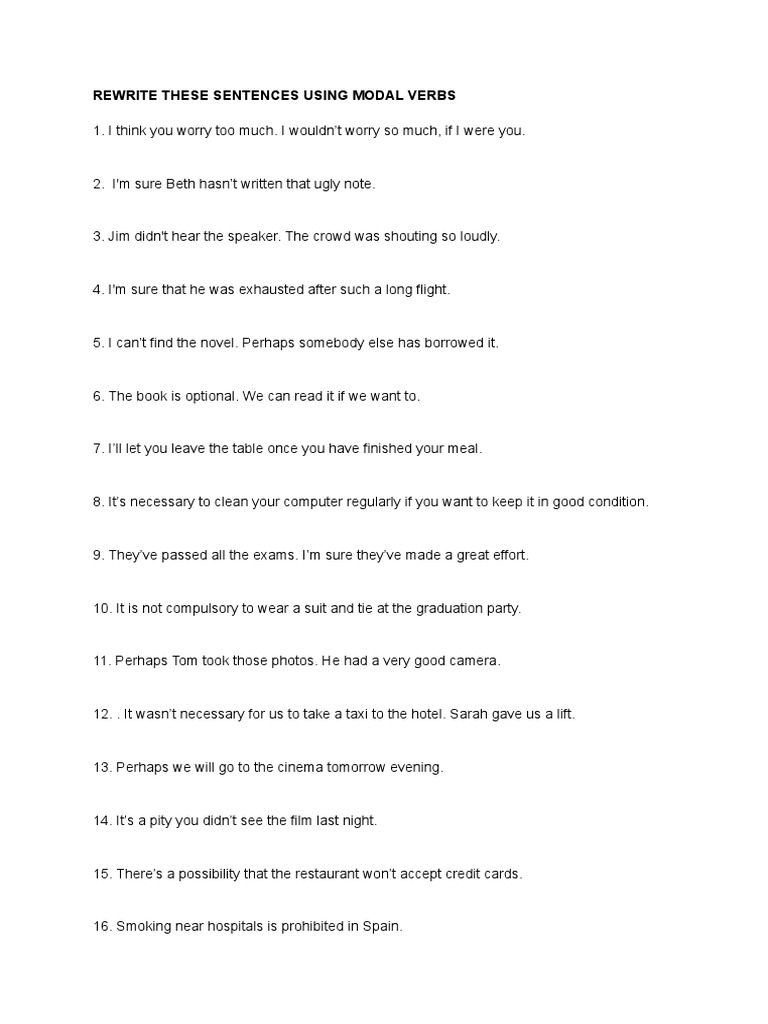 Rewrite These Sentences Using Modal Verbs | PDF