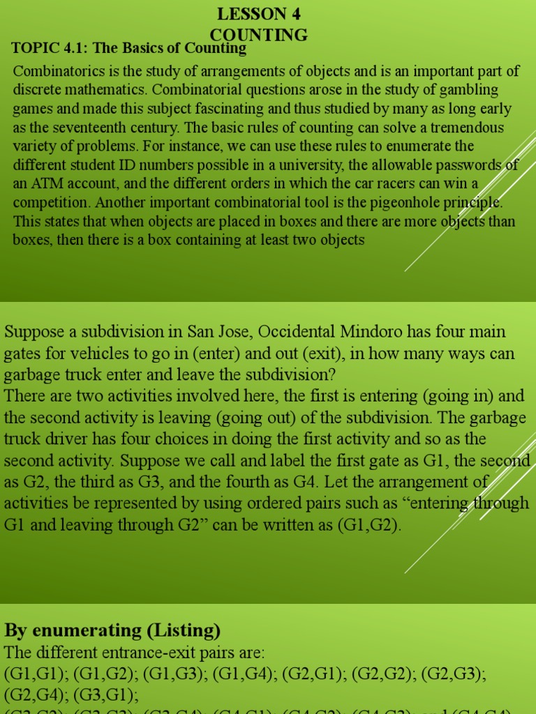 LESSON 4 Counting | PDF | Mathematics | Discrete Mathematics