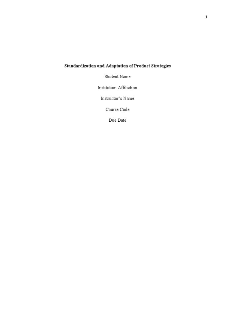 Standardization and Adaptation of Product Strategies | Download Free ... Standardization and Adaptation of Product Strategies | Download Free ...