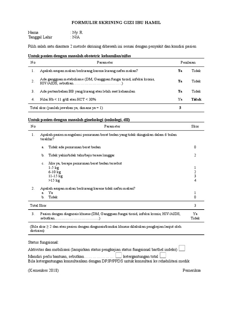 Skrining Gizi untuk Ibu Hamil | PDF