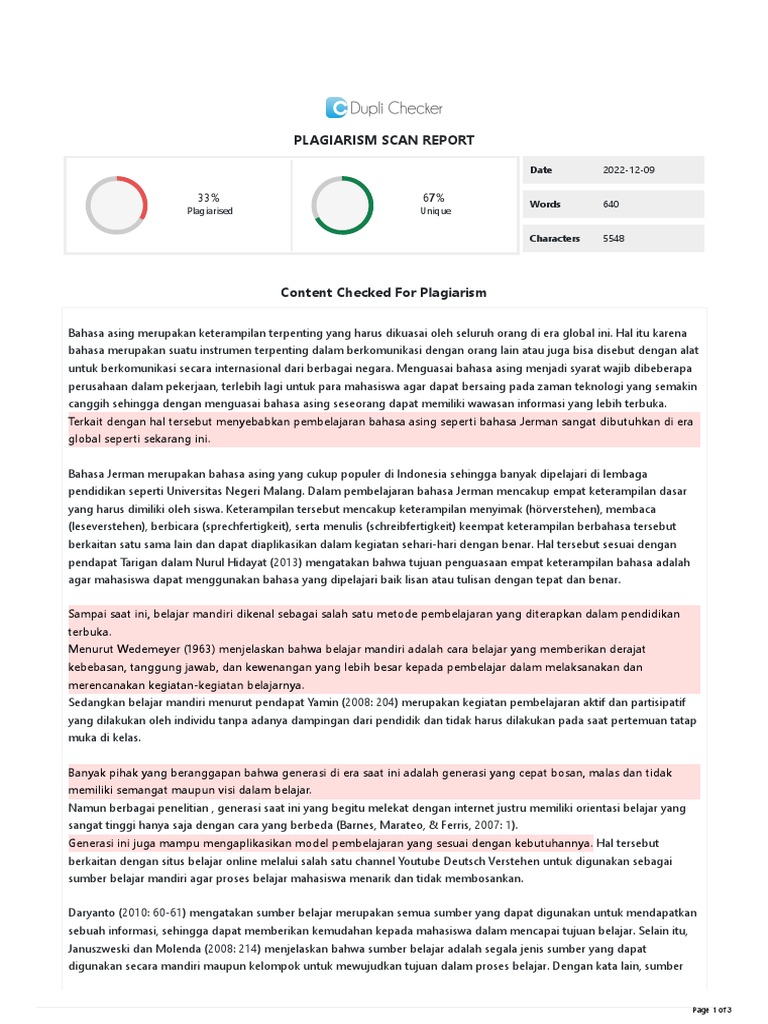Duplichecker Plagiarism Report | PDF