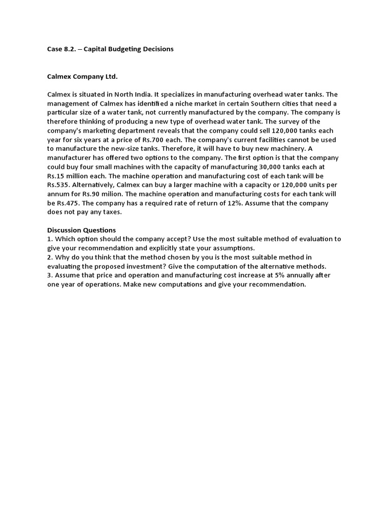 Project 1 - Capital Budgeting | PDF | Business | Finance & Money Management