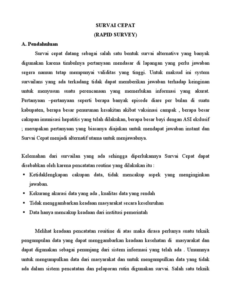 Survai Cepat (Rapid Survey) | PDF