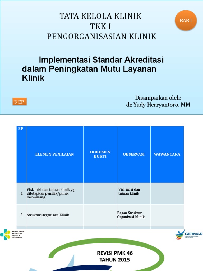 Tata Kelola Klinik I Pengorganisasian Klinik | PDF