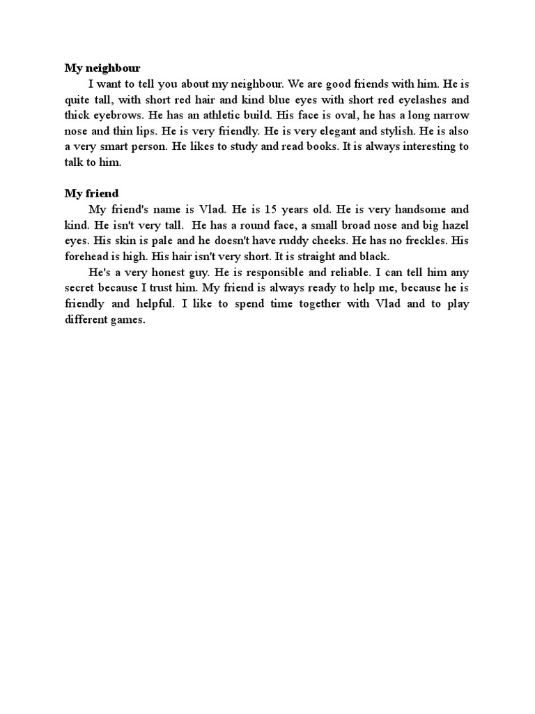 My Neighbour and My Friend | PDF