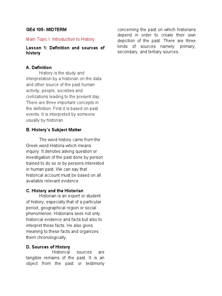 Understanding the Foundations of History: Definitions, Subject Matter ...