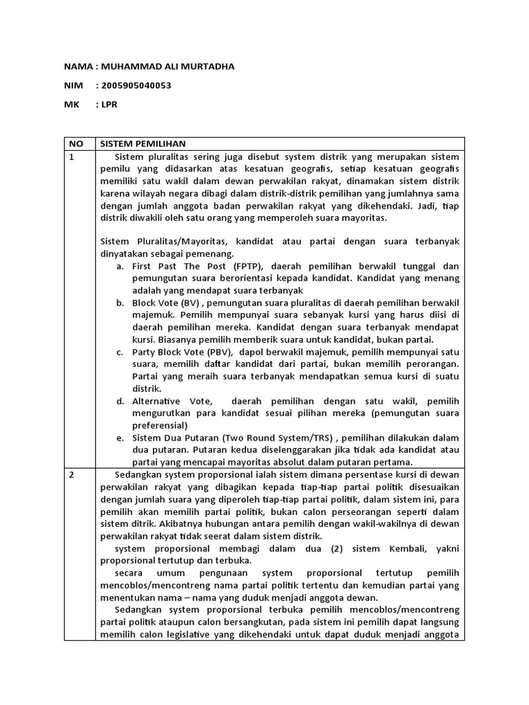Tugas MK LPR Muhammad Ali Murtadha | PDF