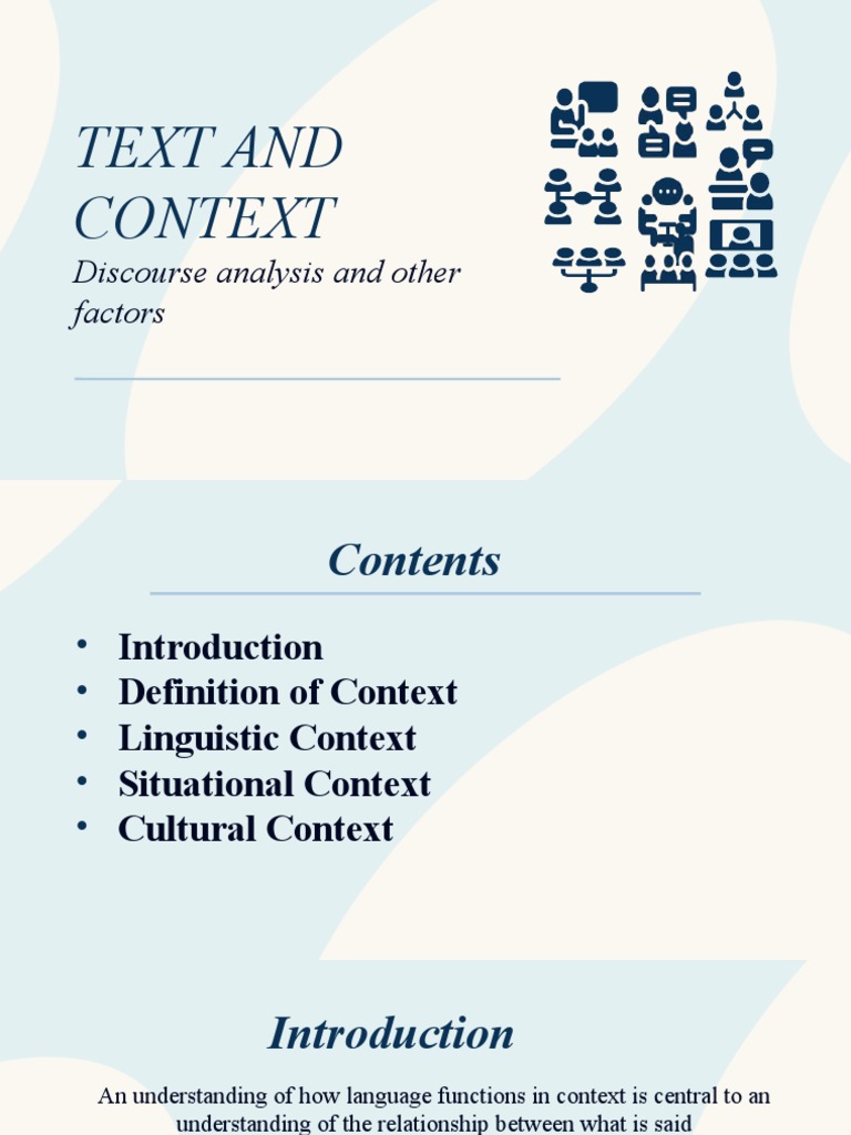 Discourse Presentation Text and Context | PDF | Linguistics | Discourse
