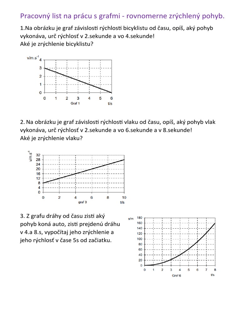 Pracovný List - Zrýchlený Pohyb-1 | PDF