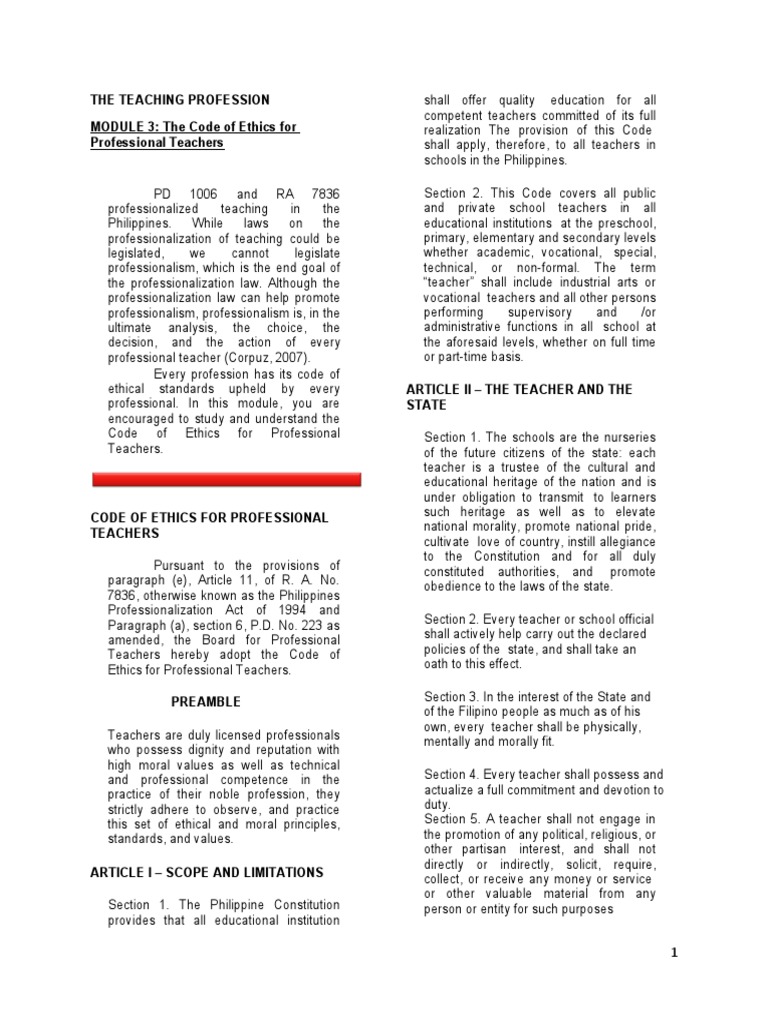 The Teaching Profession Reviewer | PDF | Welfare | Teachers