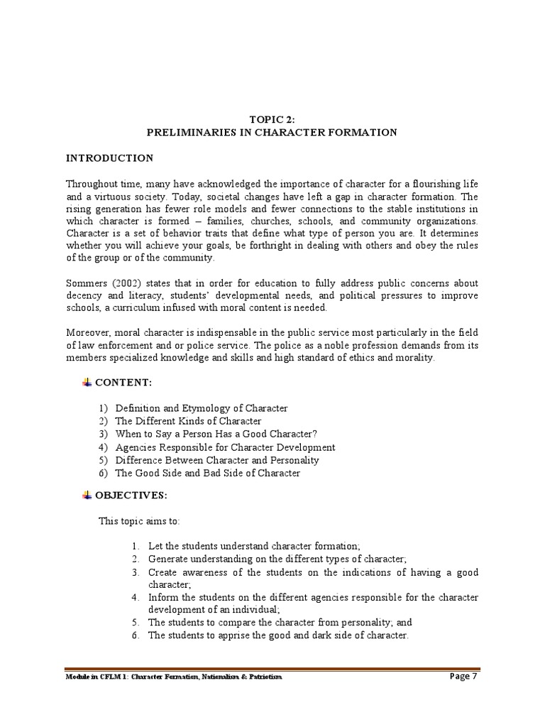 Notes in Character Formation | PDF | Id | Theory