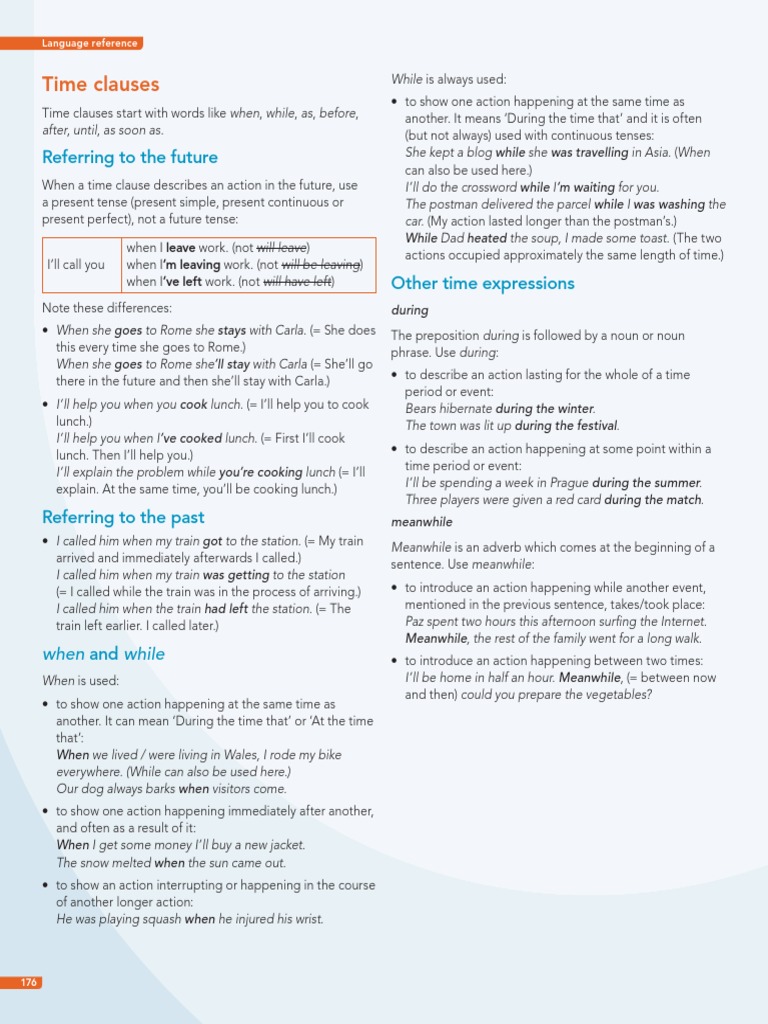 Time Clauses | PDF | Grammatical Tense | Language Mechanics