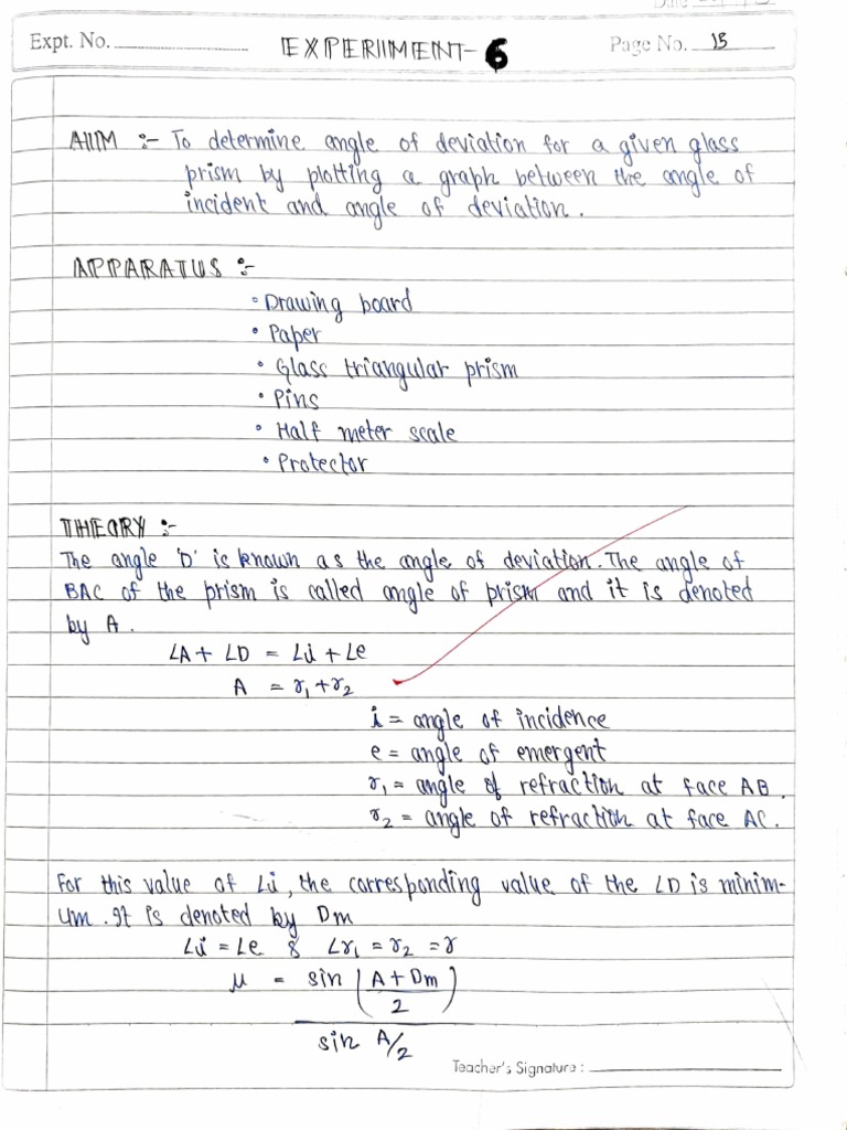 Angle of Deviation in Prism Experiment | PDF | Science & Mathematics ...