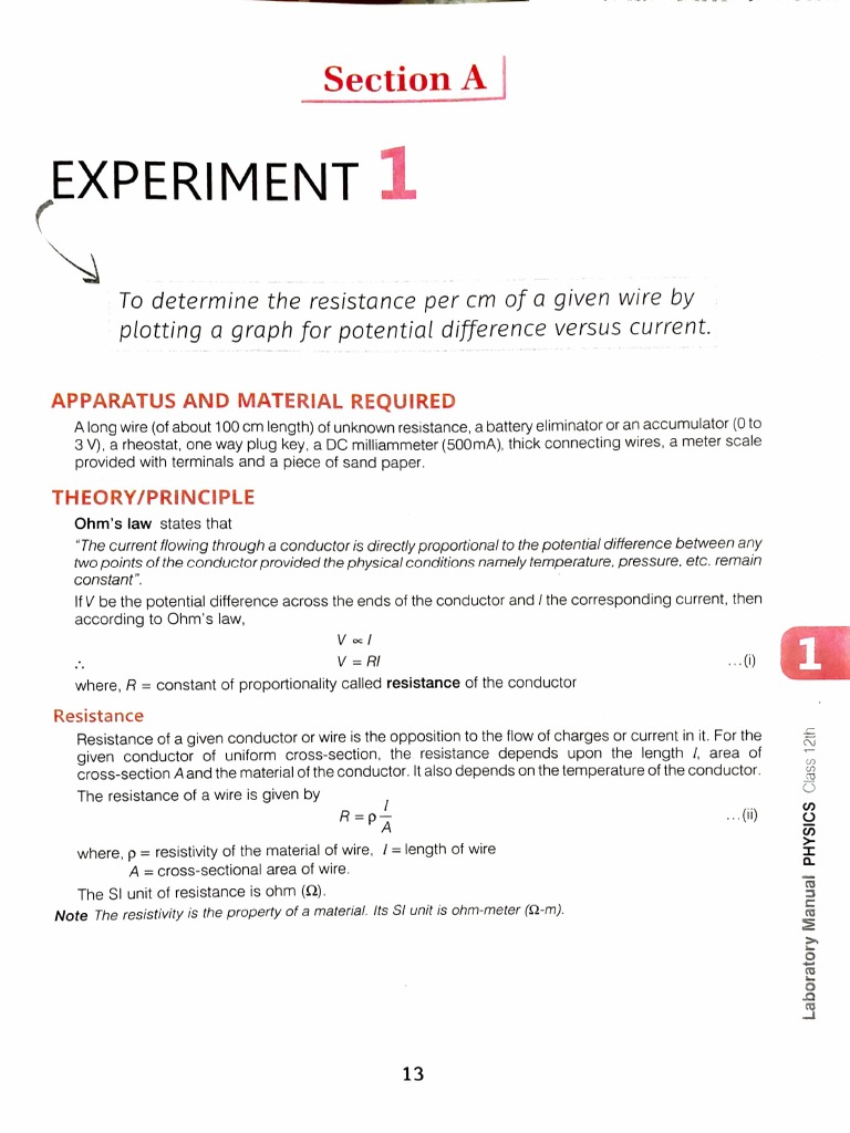 Physics Practical Exp 1 6 | PDF | Electrical Resistance And Conductance ...