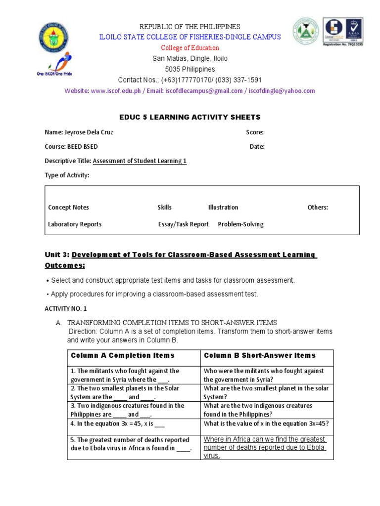 Educ 5 Learning Activity Sheets 4 | PDF | Flowers | Moon