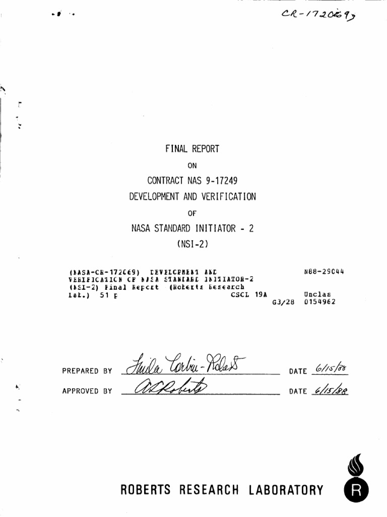 Development and Verification of NASA Standard Initiator-2 (NSI-2) | PDF | Physical Quantities ...