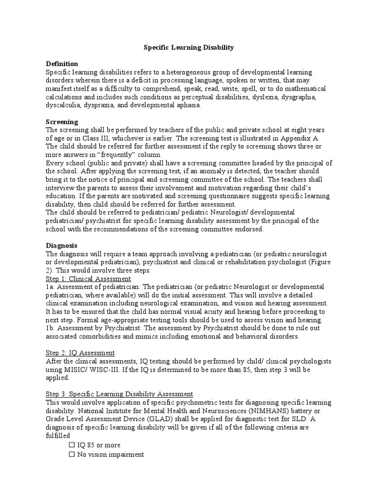 Specific Learning Disability | PDF | Learning Disability | Mental Disorder
