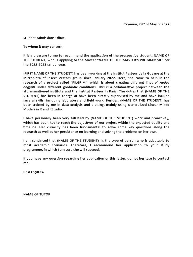Recommendation Letter Model | PDF