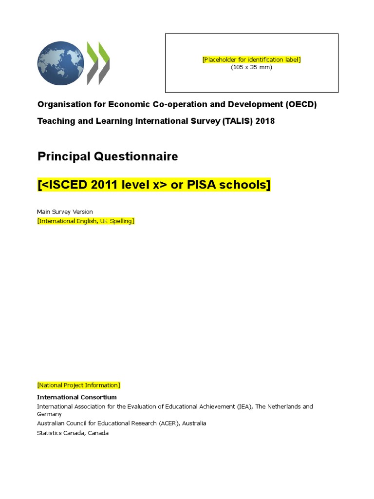 TALIS 2018 MS Principal Questionnaire ENG | PDF | Teachers | Programme ...