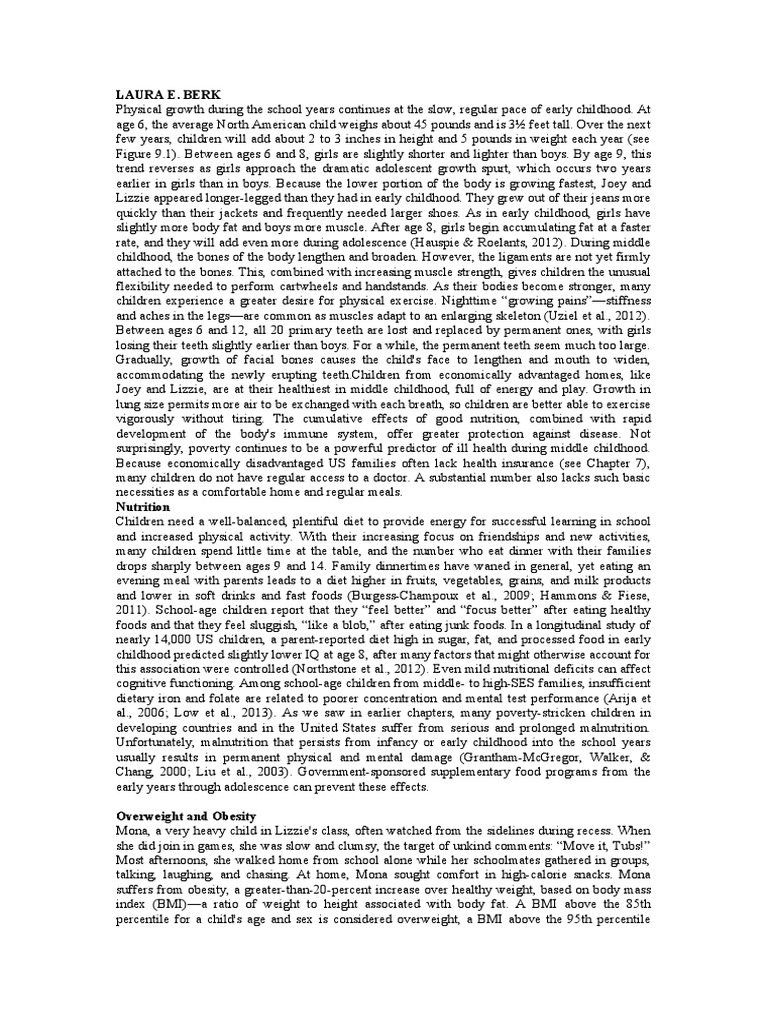 Physical Growth During The School Years Continues | PDF | Obesity | Asthma