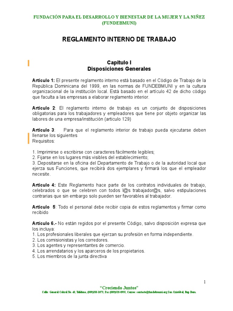 REGLAMENTO | PDF | Salario | Tiempo de trabajo