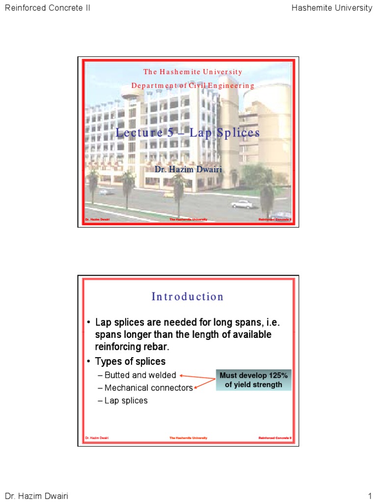10 - RC2 Lecture 5.0 - Lap Splices | PDF | Reinforced Concrete | Mechanical Engineering